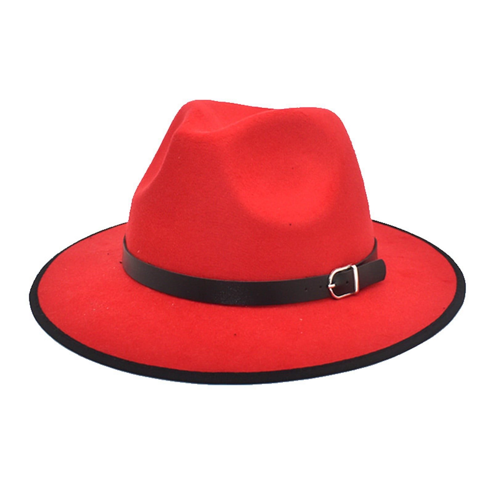 ZSQDM Woolen Top Hat Jazz Hat Retro Black Edging Woolen Hat Flat Brim ...