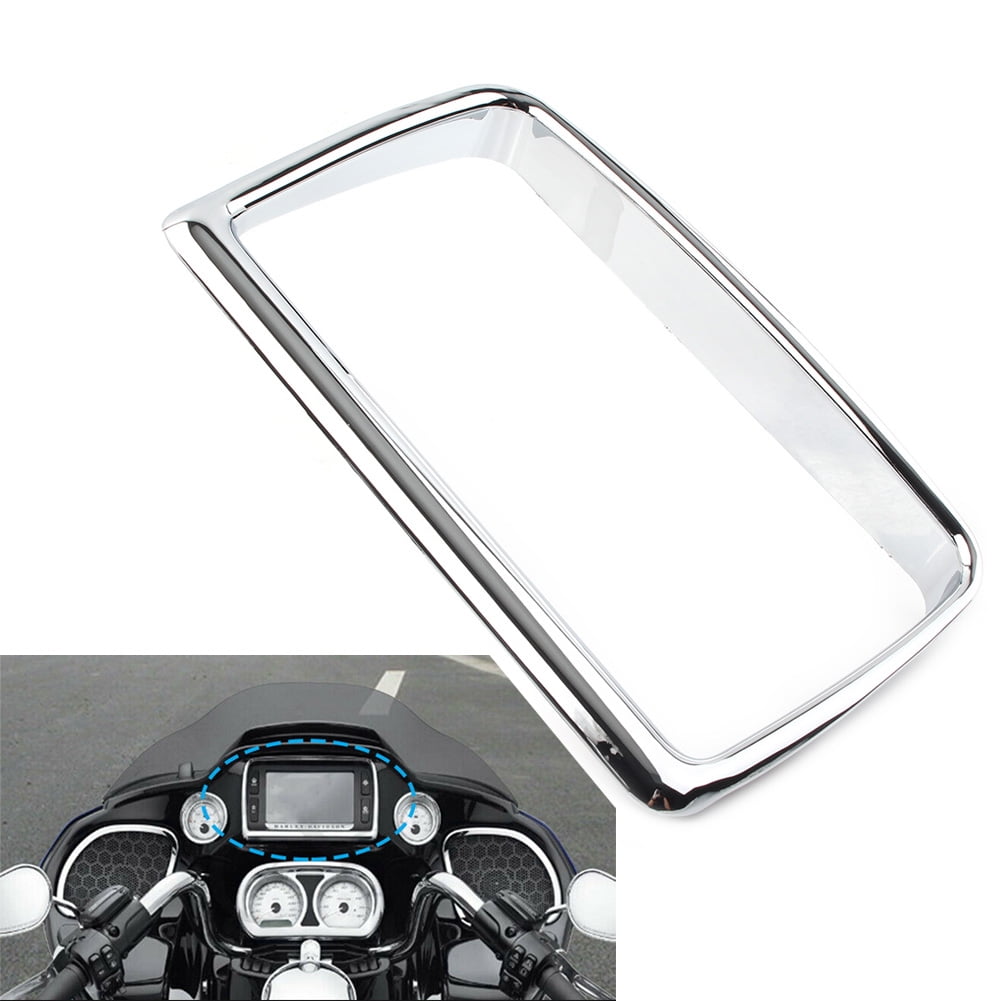 ZSWAL Motorcycle Chrome Dashboard Kit Radio Trim Bezel Motorcycle ...