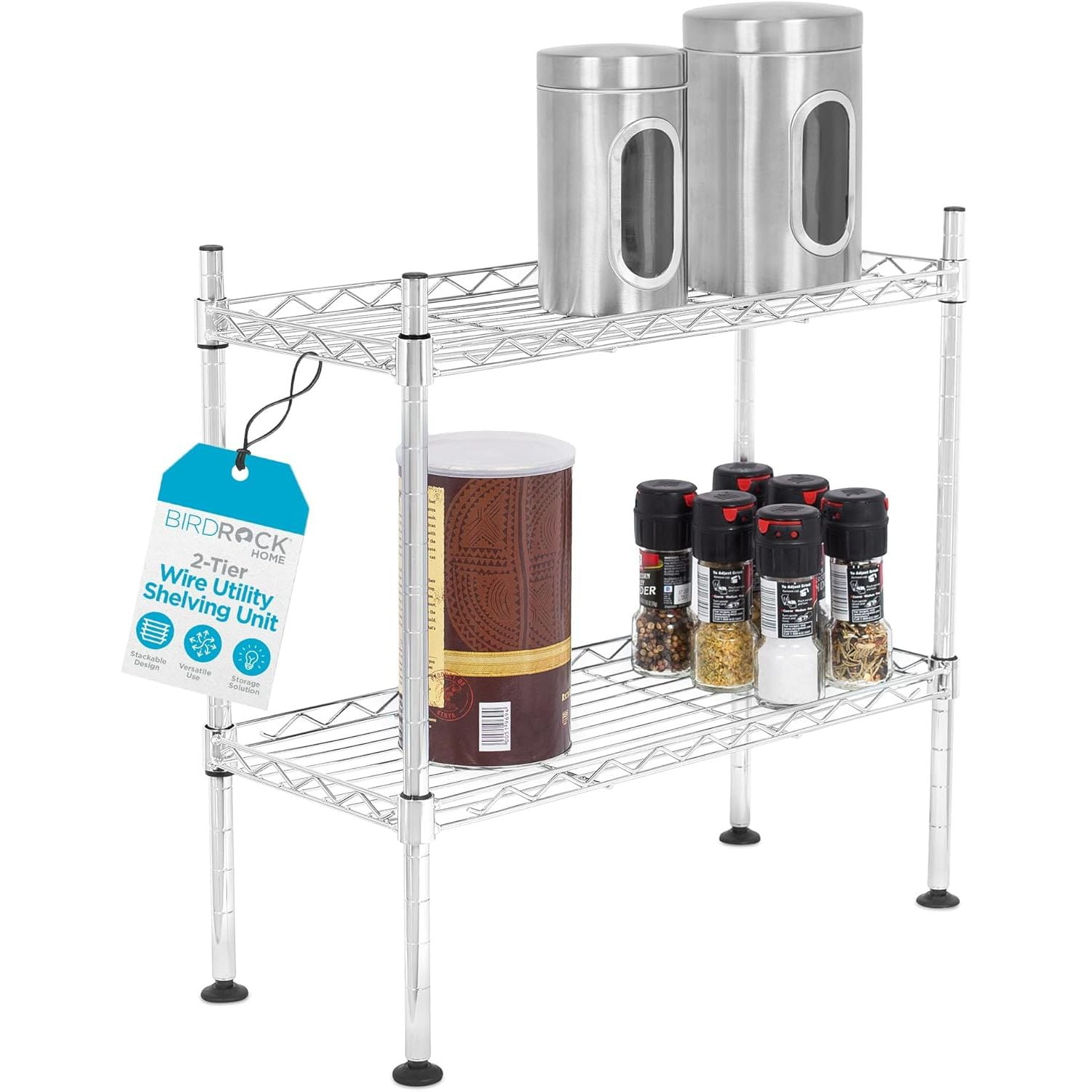 ZSWP 2-Tier Wire Utility Shelving Unit – Adjustable Storage Rack for ...