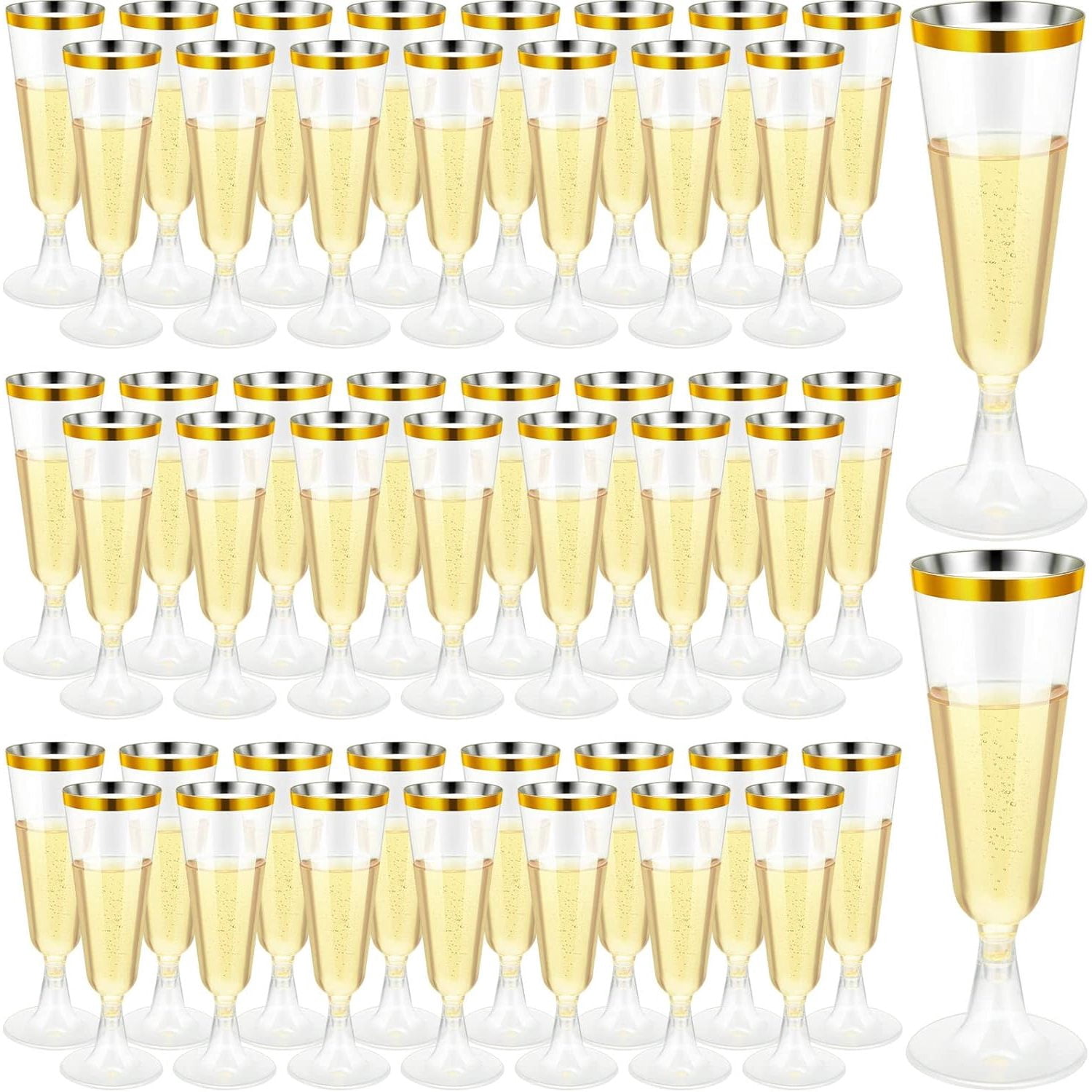 ZSWP 200 Pack Champagne Flutes Cups Plastic 5 Oz Wine Glasses ...