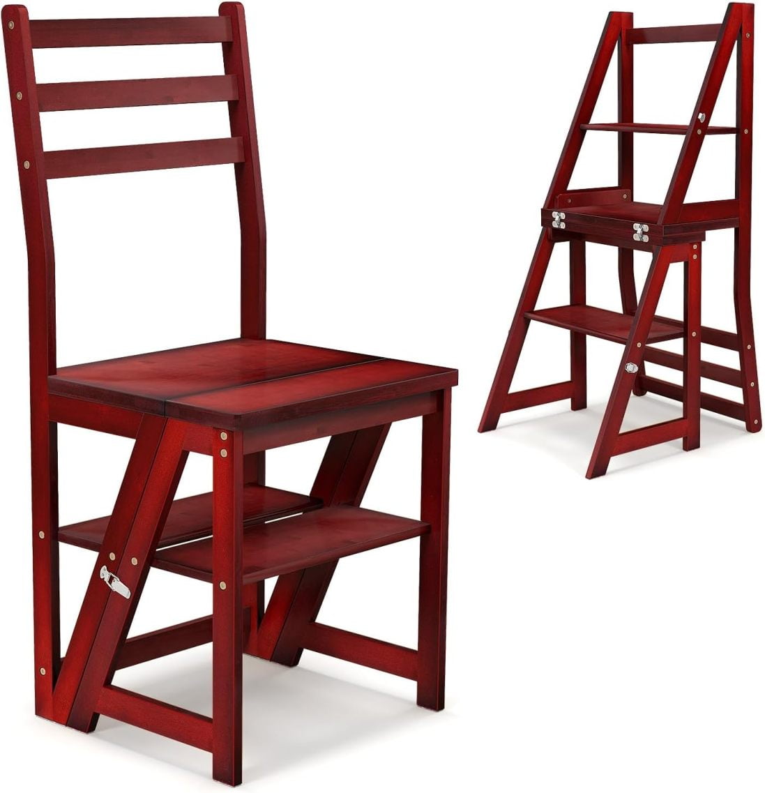 ZSWP 3 Tier Folding Ladder Chair, Convertible 3 Step Stool and Chair w ...