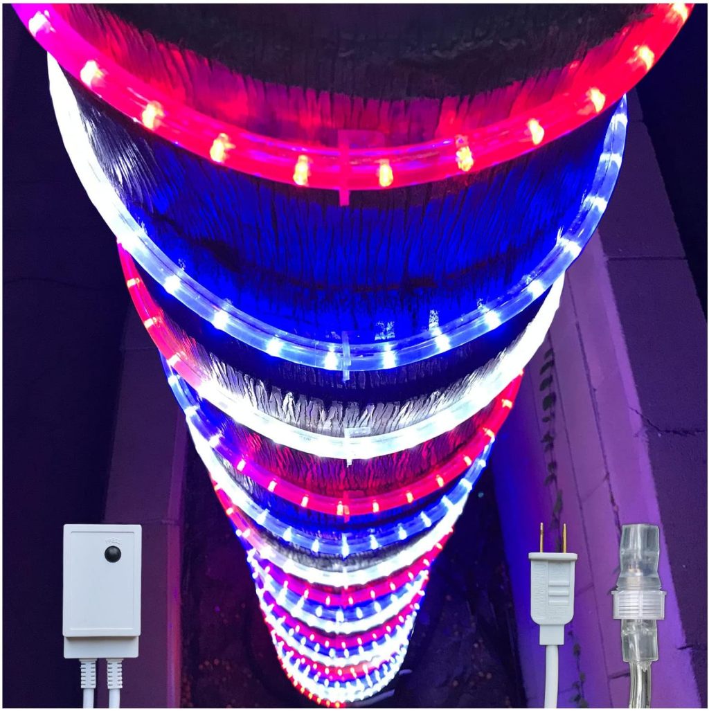 ZSWP 40ft Red White Blue LED Rope Lights with Patriotic Lights with 4 ...