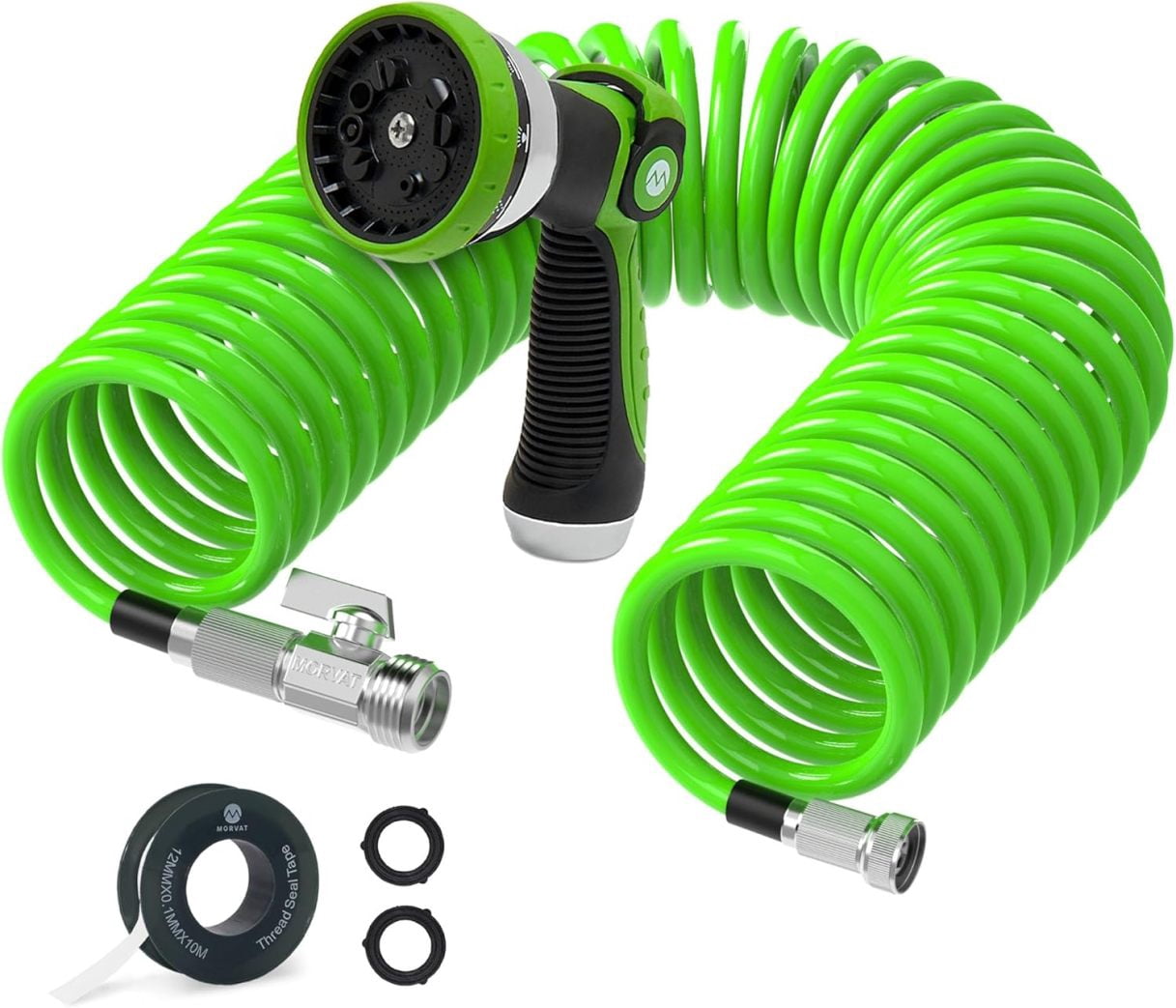 ZSWP 50 FT Flexible Coil Garden Hose with ON/OFF Valve, Expandable ...