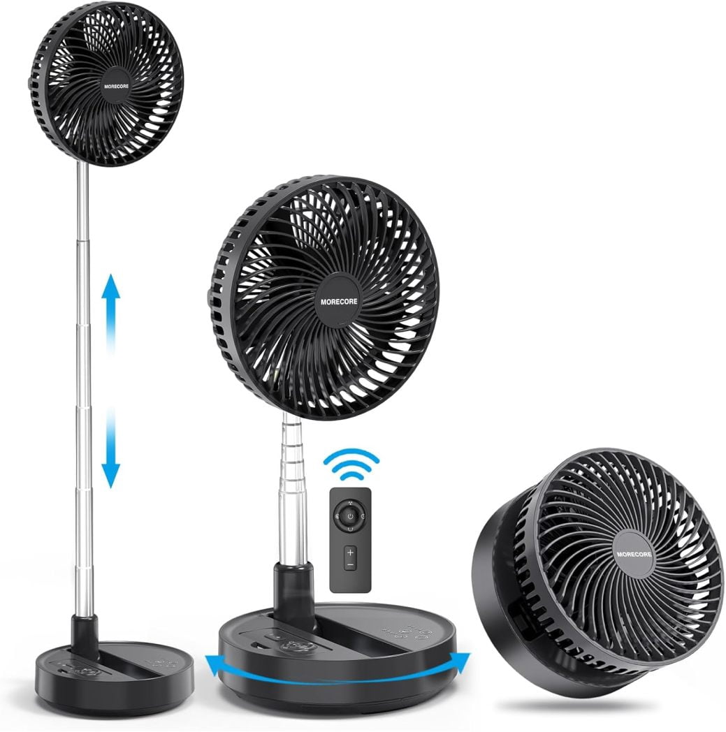 ZSWP Foldable Oscillating Standing Fan, 10000mAh Battery Operated ...