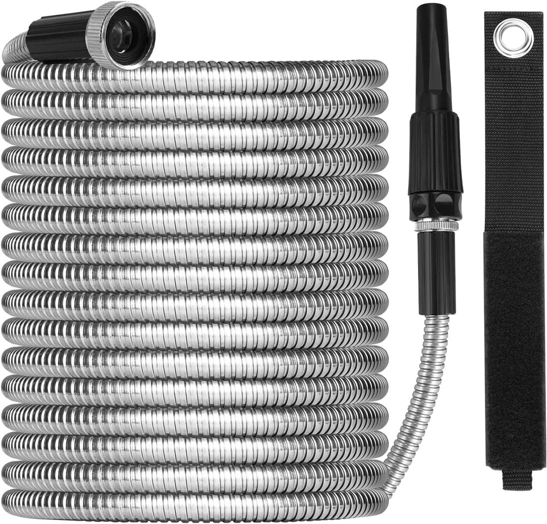 ZSWP Metal Garden Hoses for Yard 100ft, Lightweight Stainless Steel ...
