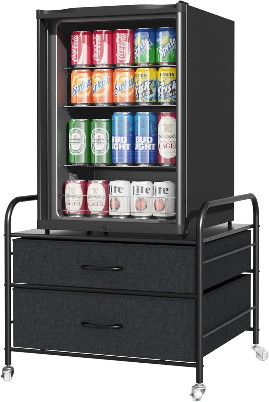 ZSWP Mini Fridge Stand with Storage, Portable Mini Fridge Table with 4 ...
