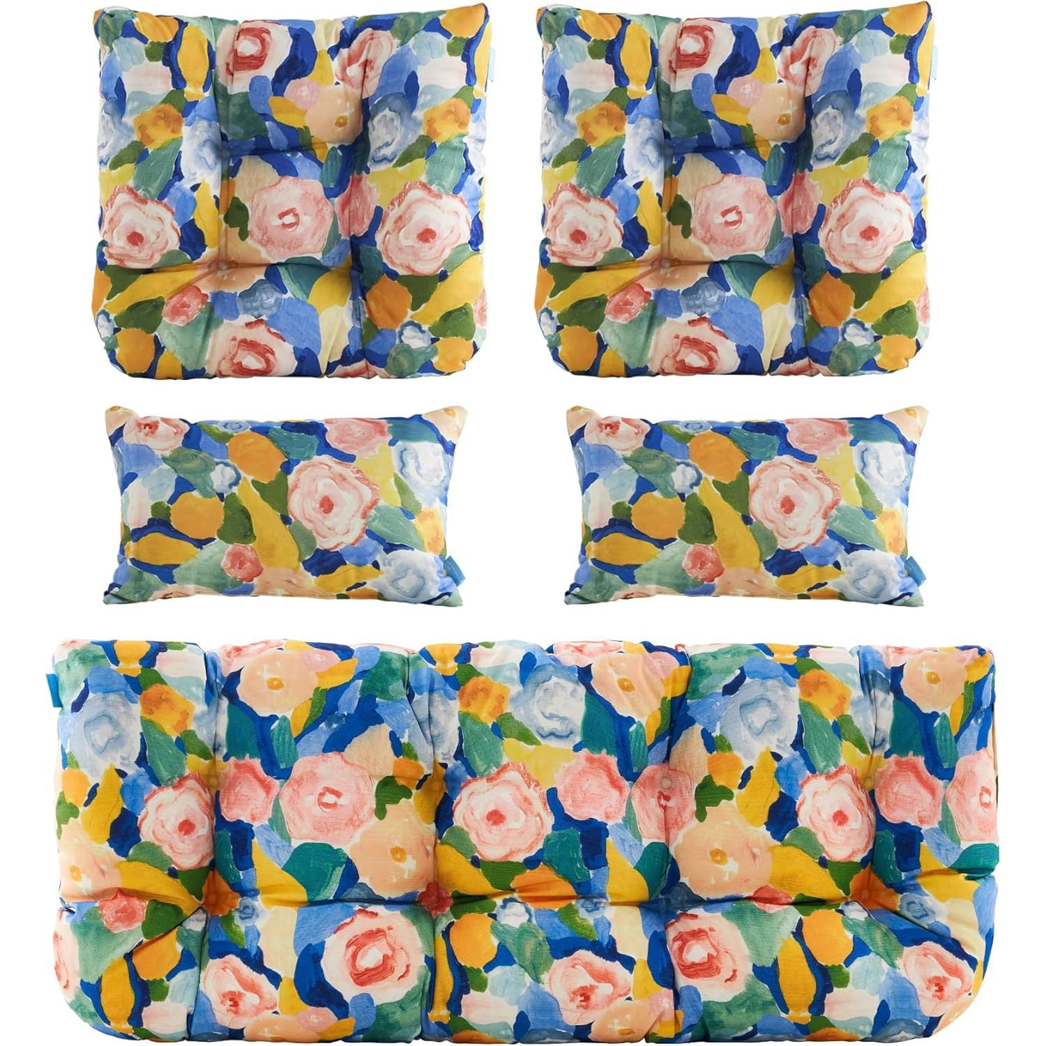 ZSWP Outdoor Cushions for Settee,Wicker Loveseat Cushions with Tie ...