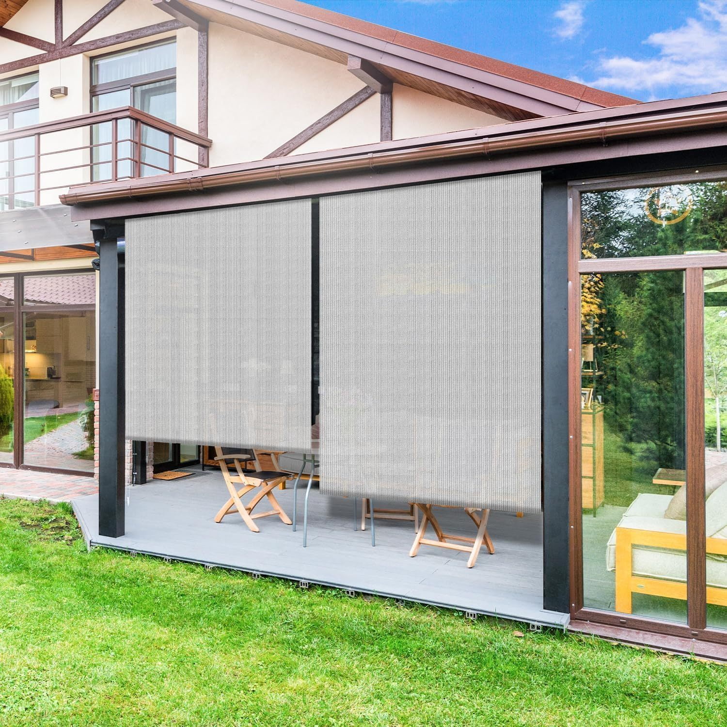 ZSWP Outdoor Roller Blind, Roll Up Shade, Sun Shade for Patio Porch ...