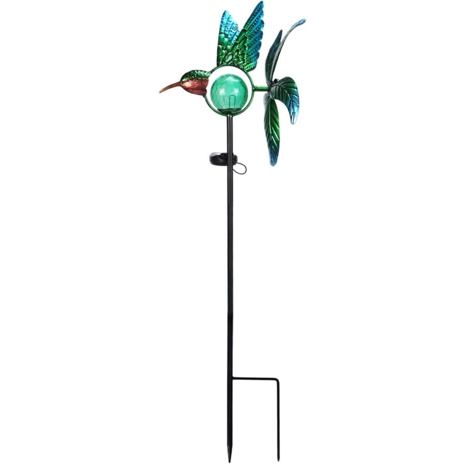ZSWP Solar Hummingbird Wind Spinner, Metal Kinetic Garden Stake Lights ...