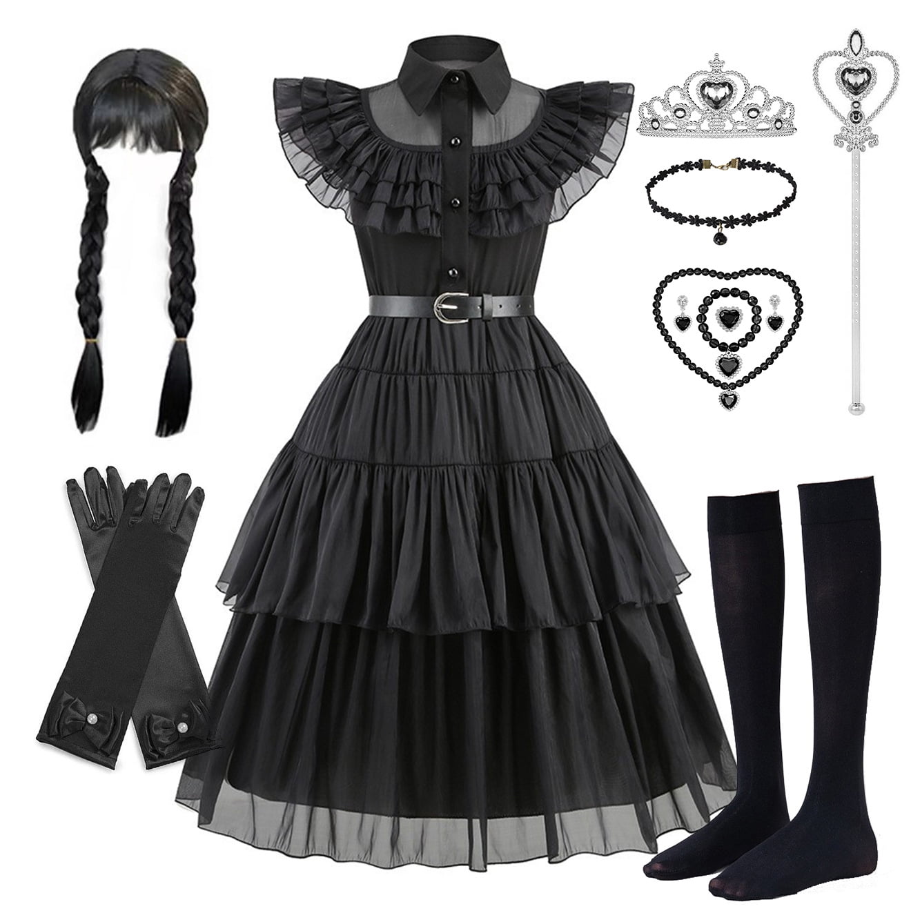 ZT Wednesday Dress for Kids and women, Black Costume Dress Up for Girl ...