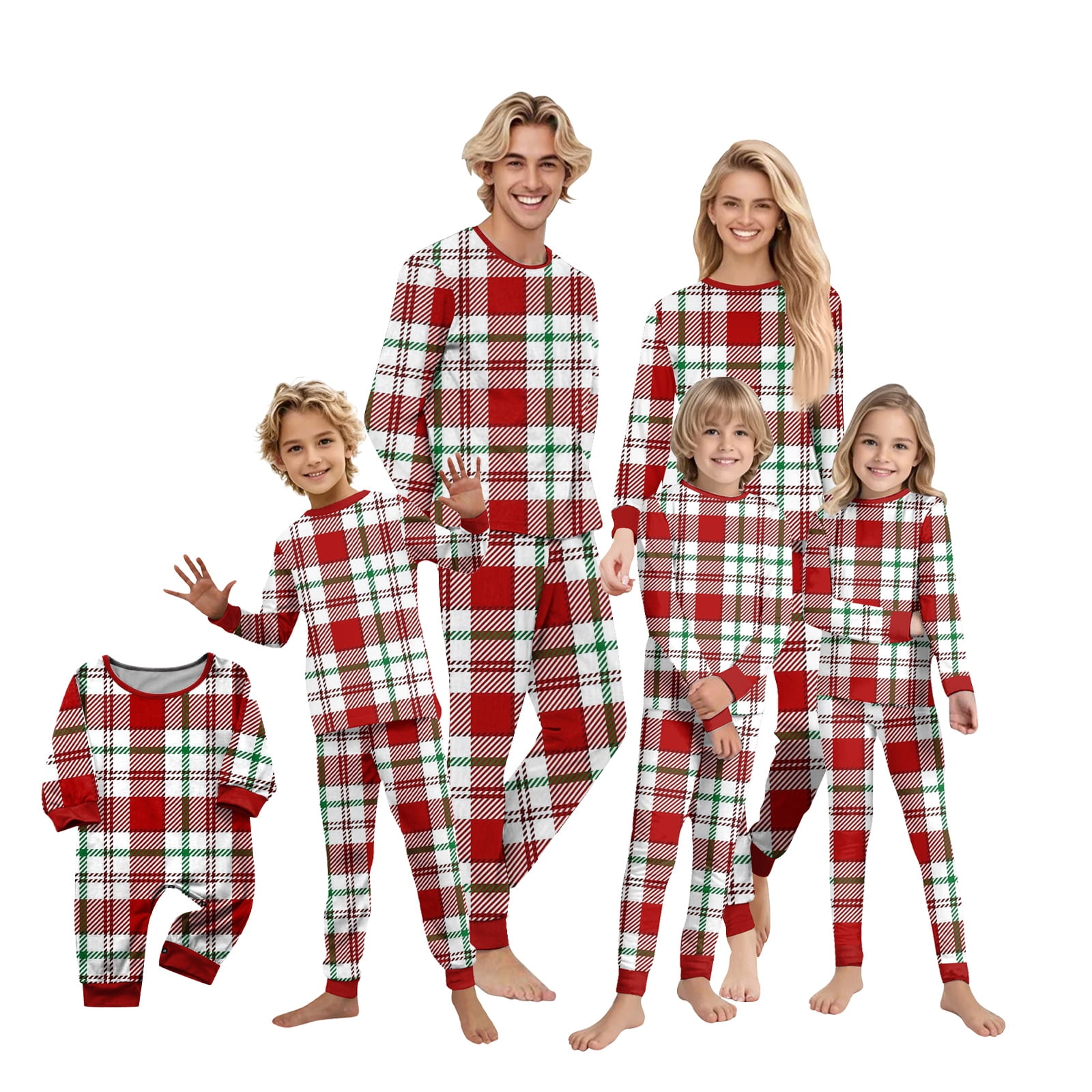 ZTACE Matching Family Christmas Pajamas Sets - Chirstmas Plaid Prints ...