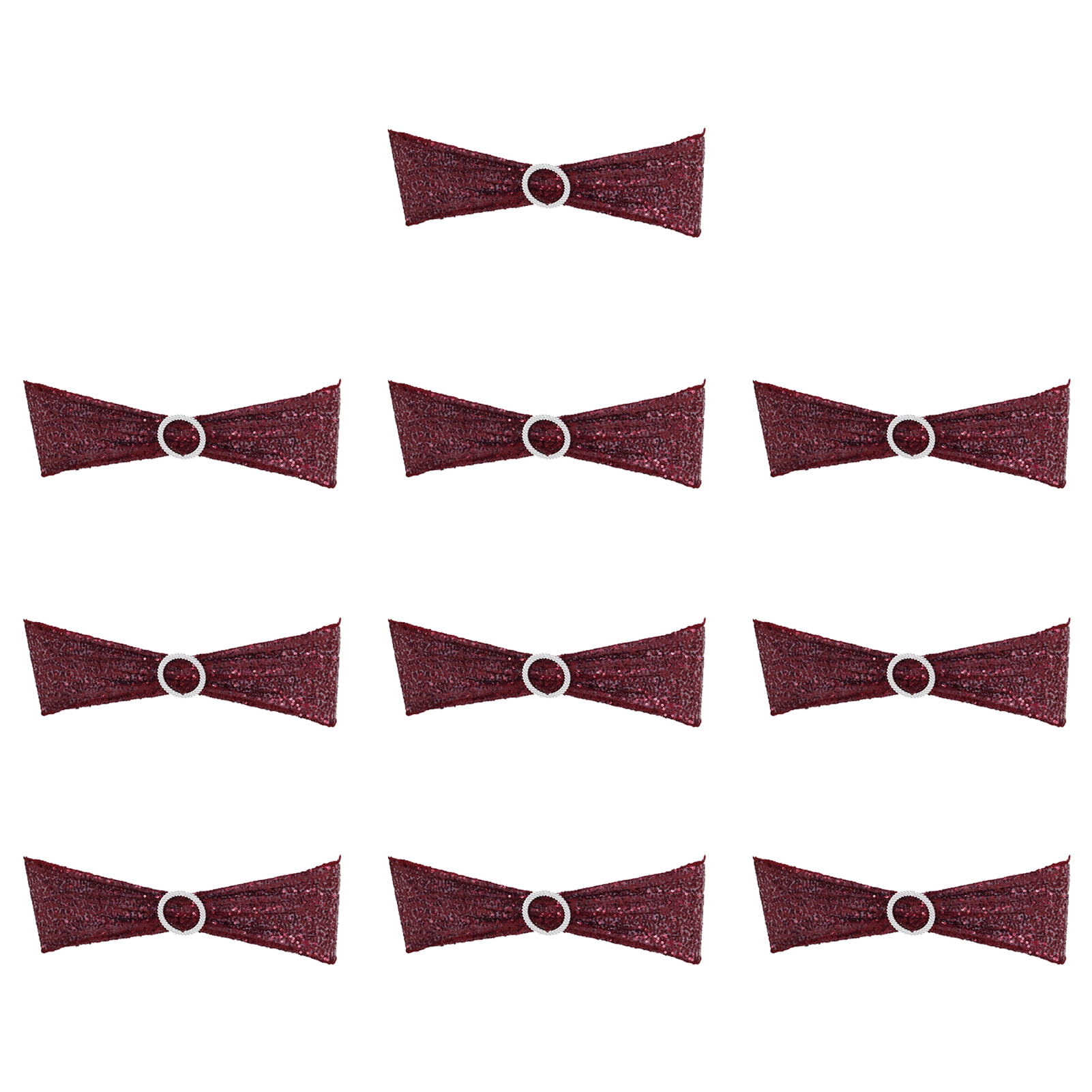 ZTGD 10Pcs Chair Sashes Elegant Sequins Polyester Elastic Bow-shaped ...