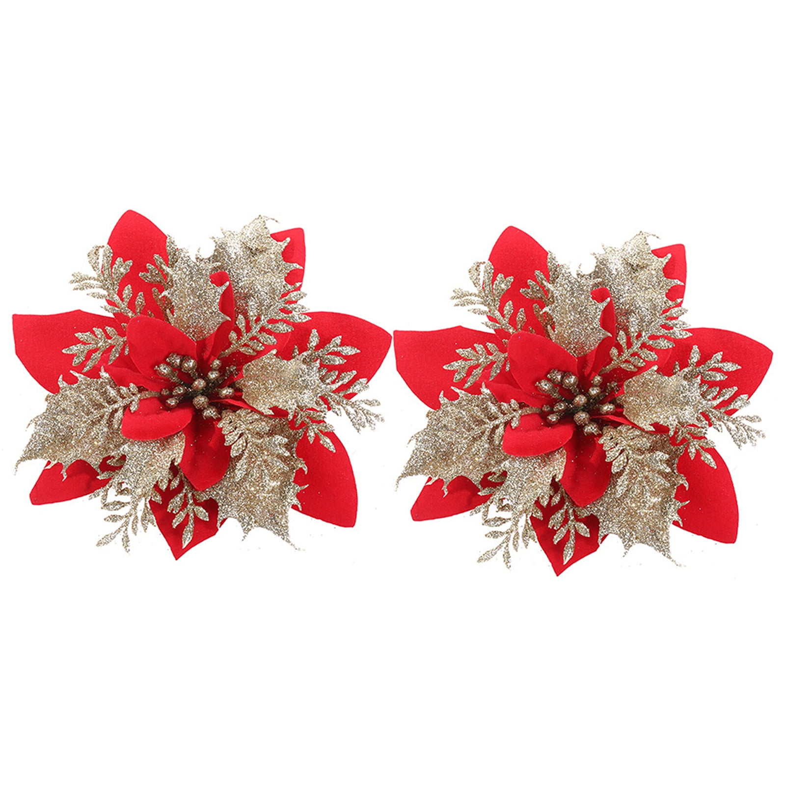 ZTGD 2Pcs Christmas Flower Attractive Not Wither Realistic Anti-fade ...