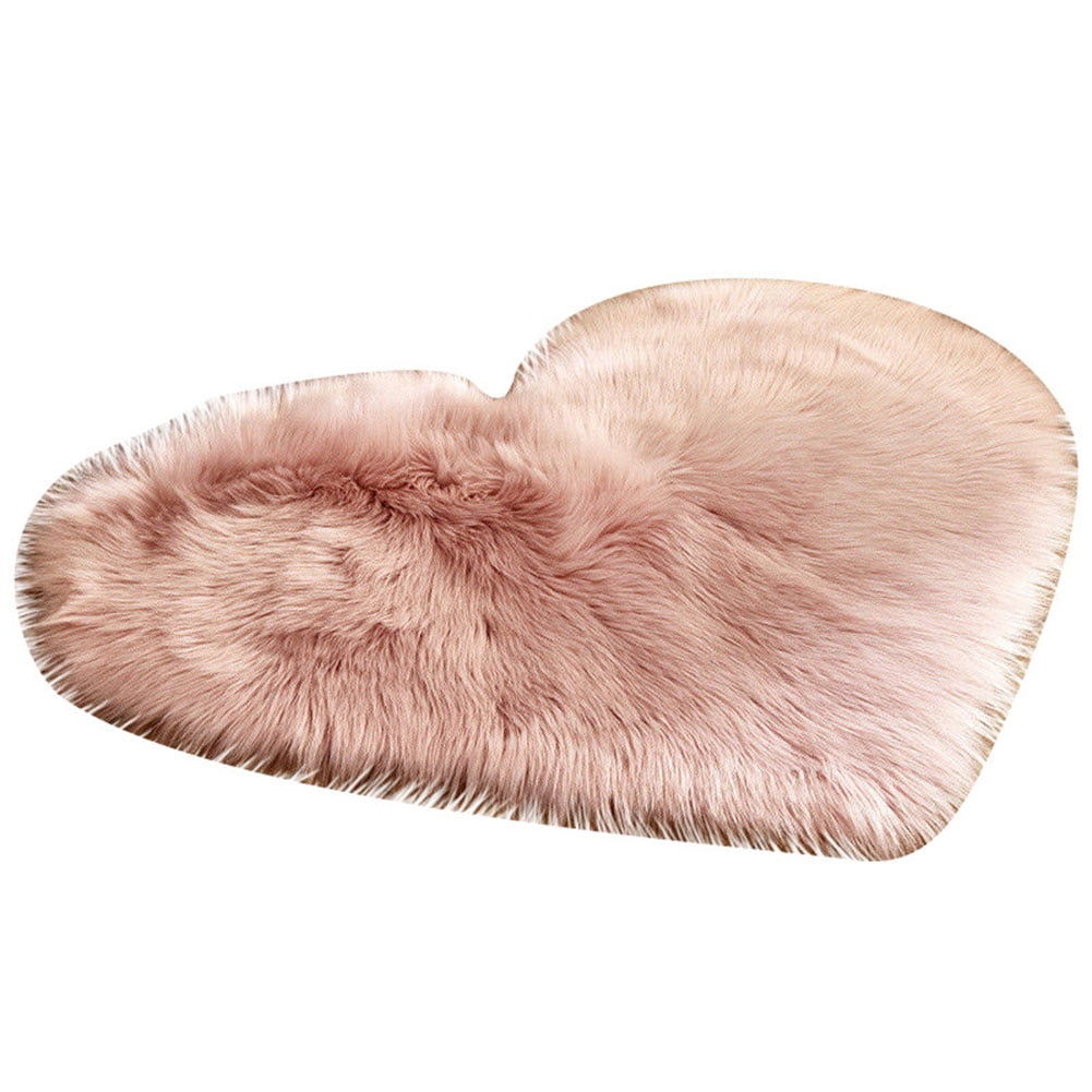 ZTGD Fluffy Love Heart Shape Plush Rug Anti-Slip Carpet Door Mat Home ...