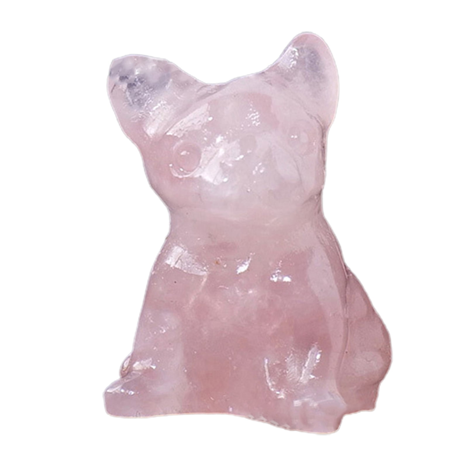 ZTGD French Bulldog Statue Adorable Design Smooth Surface Rose Quartz ...