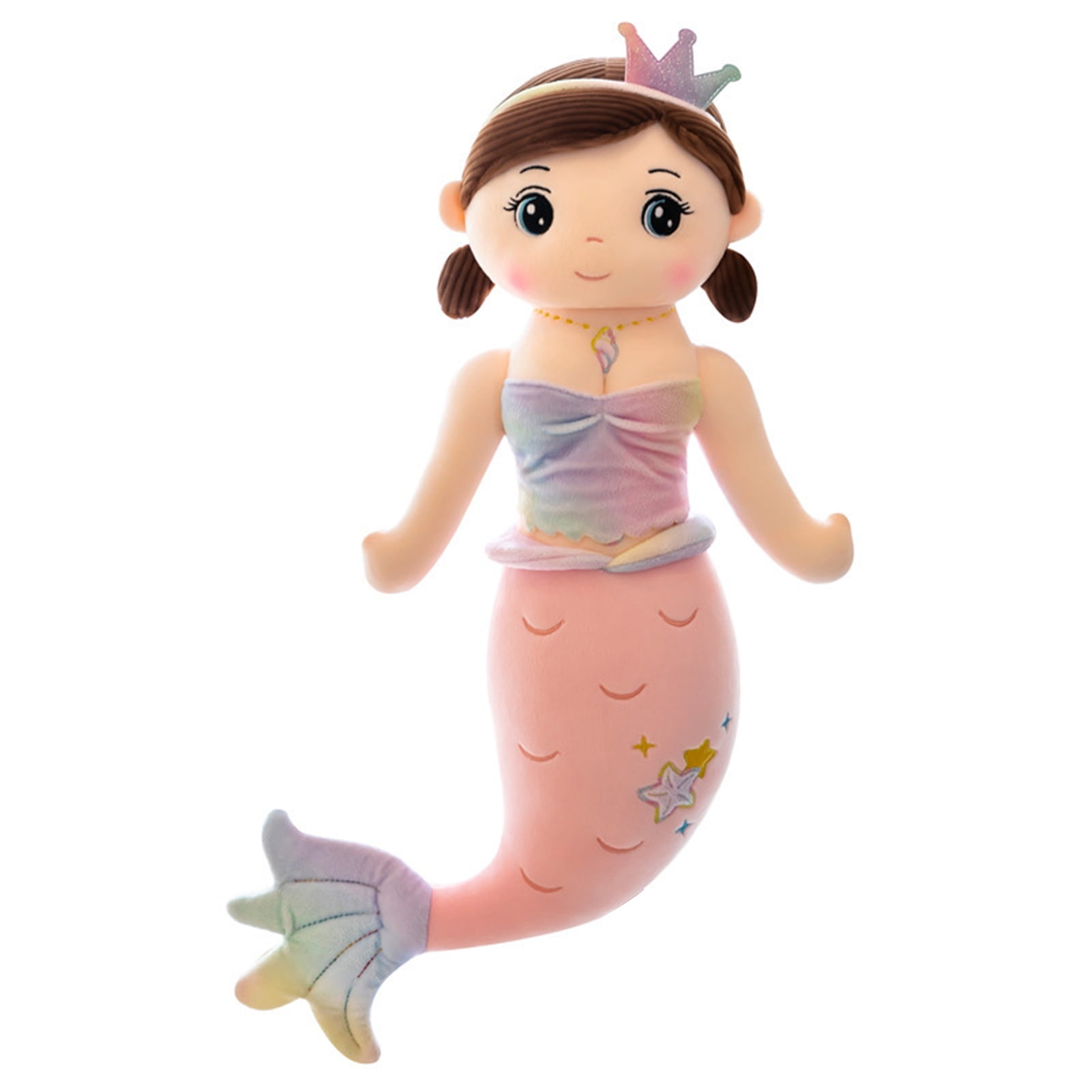 ZTGD Mermaid Plush Pillow Cute Crown Colorful Fishtail Fish Doll Soft ...