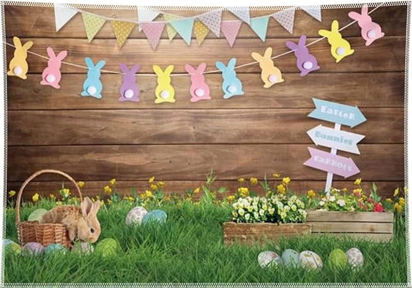 ZTHMOE 5x7ft Durable Fabric Spring Easter Photography Backdrop Rabbit ...