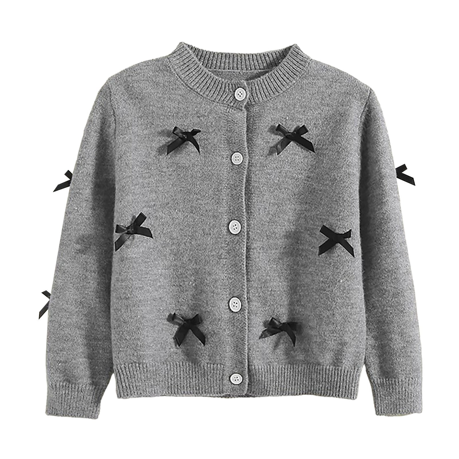 ZTKWD Girls Knit Cardigan Sweater Long Sleeve Kids Open Front Button ...