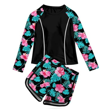 Aihuaihua Girls Swimwear Rash Guard UPF 50+ Sun 2 Piece Bathing Suit ...