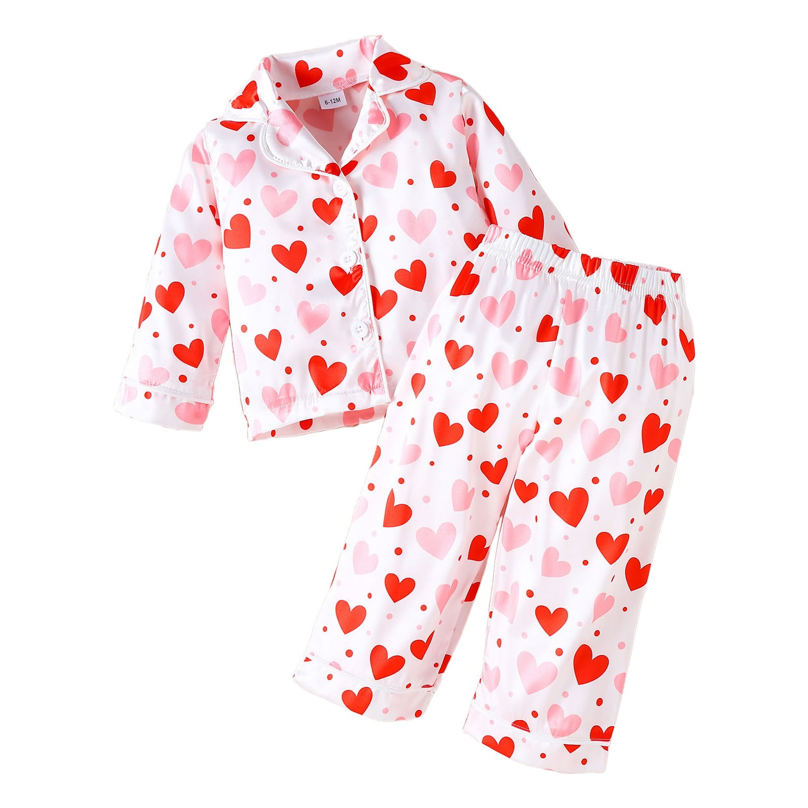 ZTKWD Valentines Day Loungewear Girls Satin Pajamas Set Coat Style Long ...