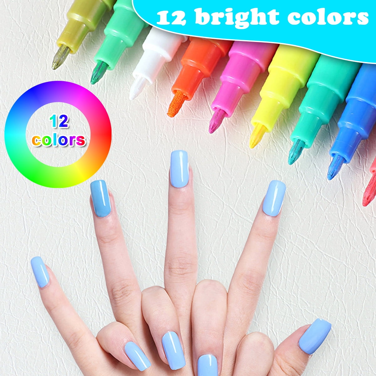 ZTOO 12 Colors Nail Art Pens, 3D Nail Point Graffiti Dotting Liner Pen ...