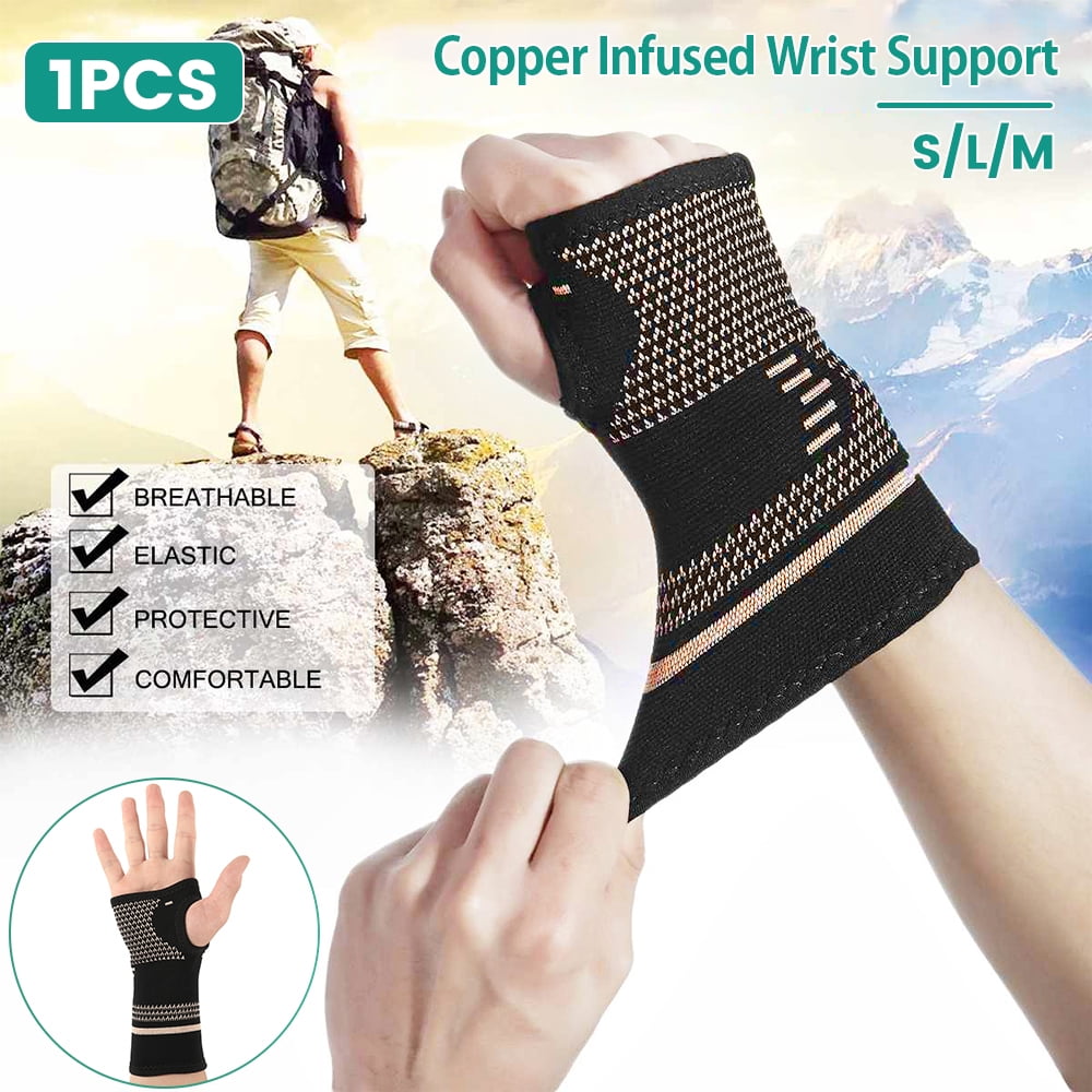 ZTOO 1PCS Copper Wrist Support Compression Sleeve Hand Brace Glove Palm ...