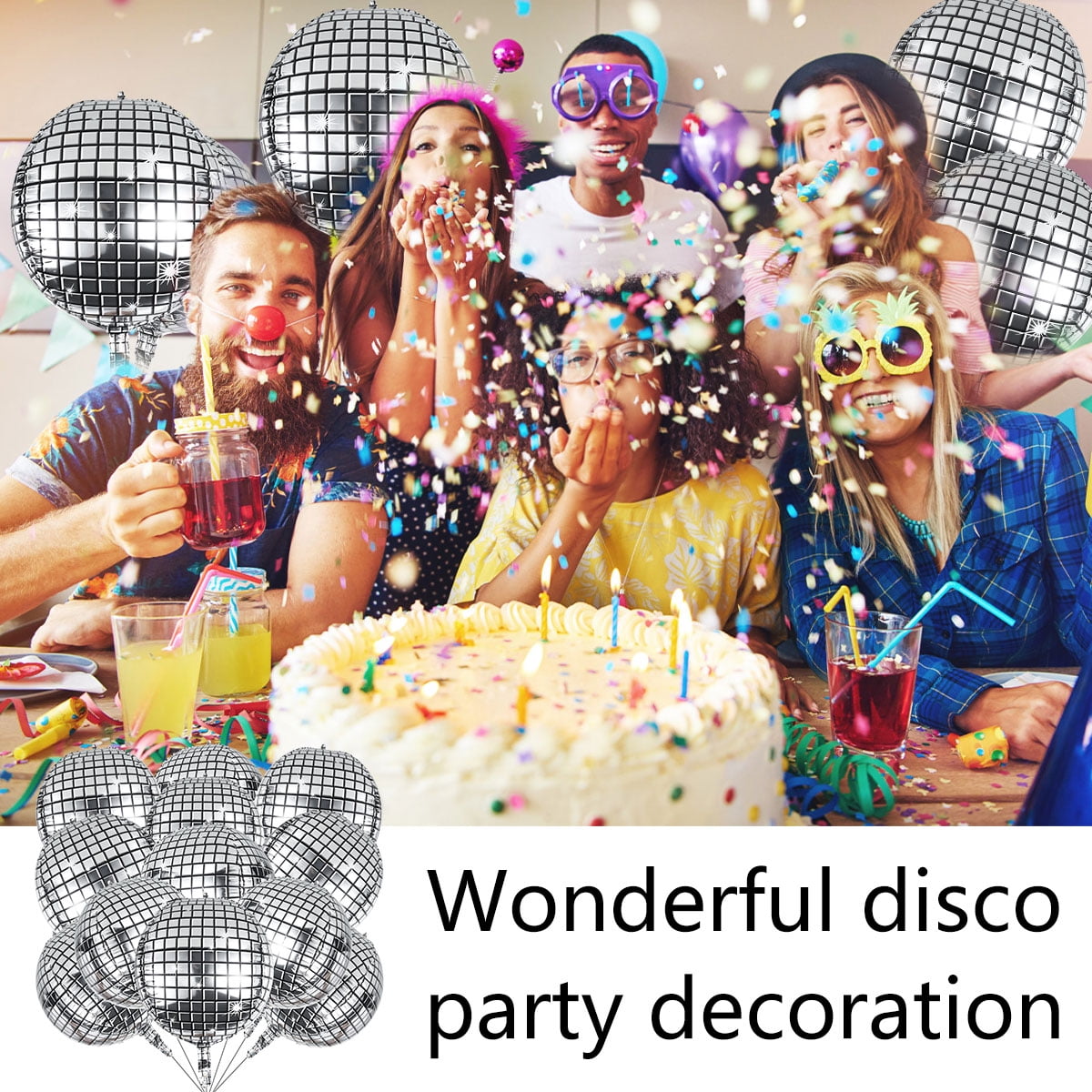 ZTOO Disco Foil Balloons Aluminum Mylar Helium Balloons 4D Large Mirror ...
