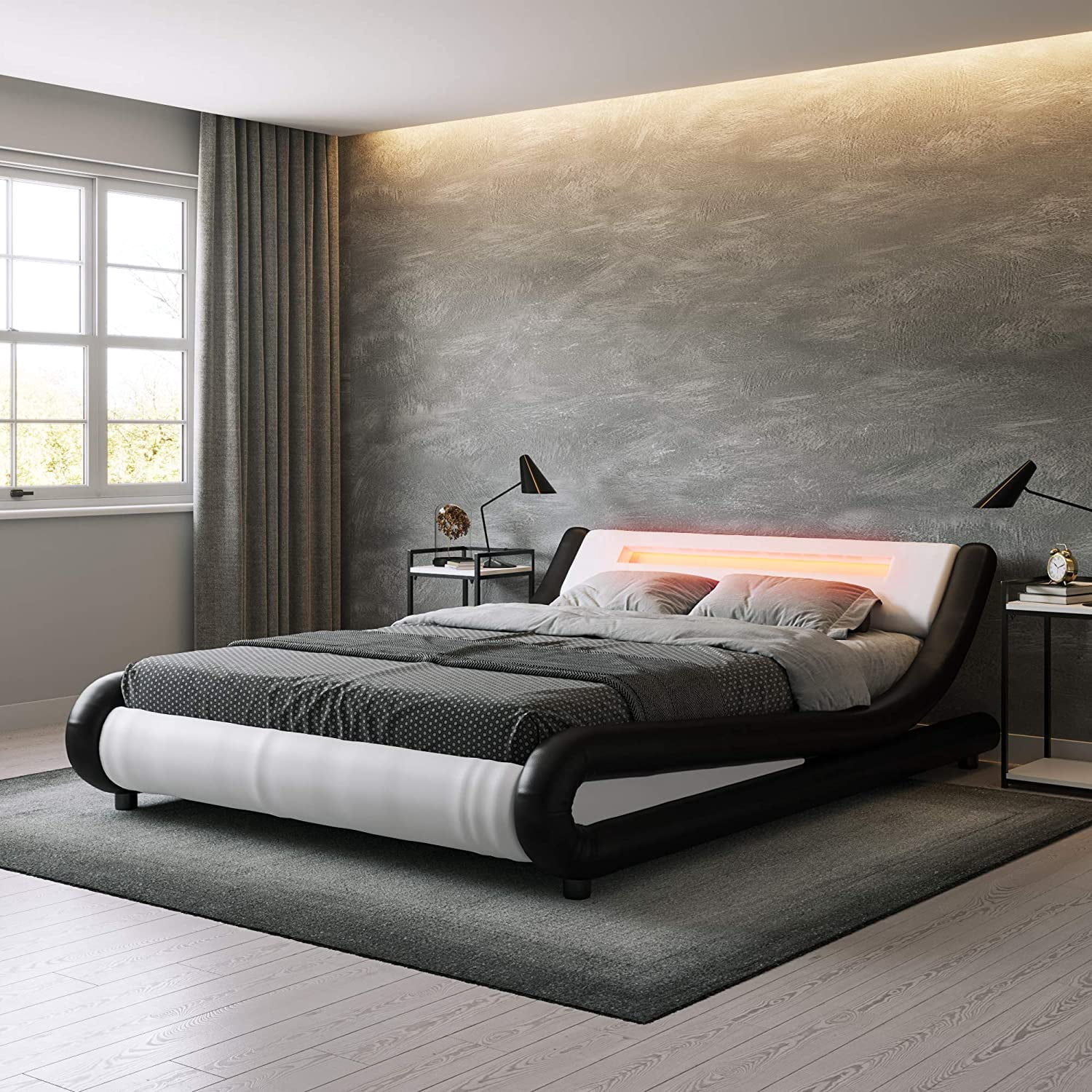 ZTOZZ Alvi Wave Like LED Bed Frame Queen Size - Contemporary Modern ...