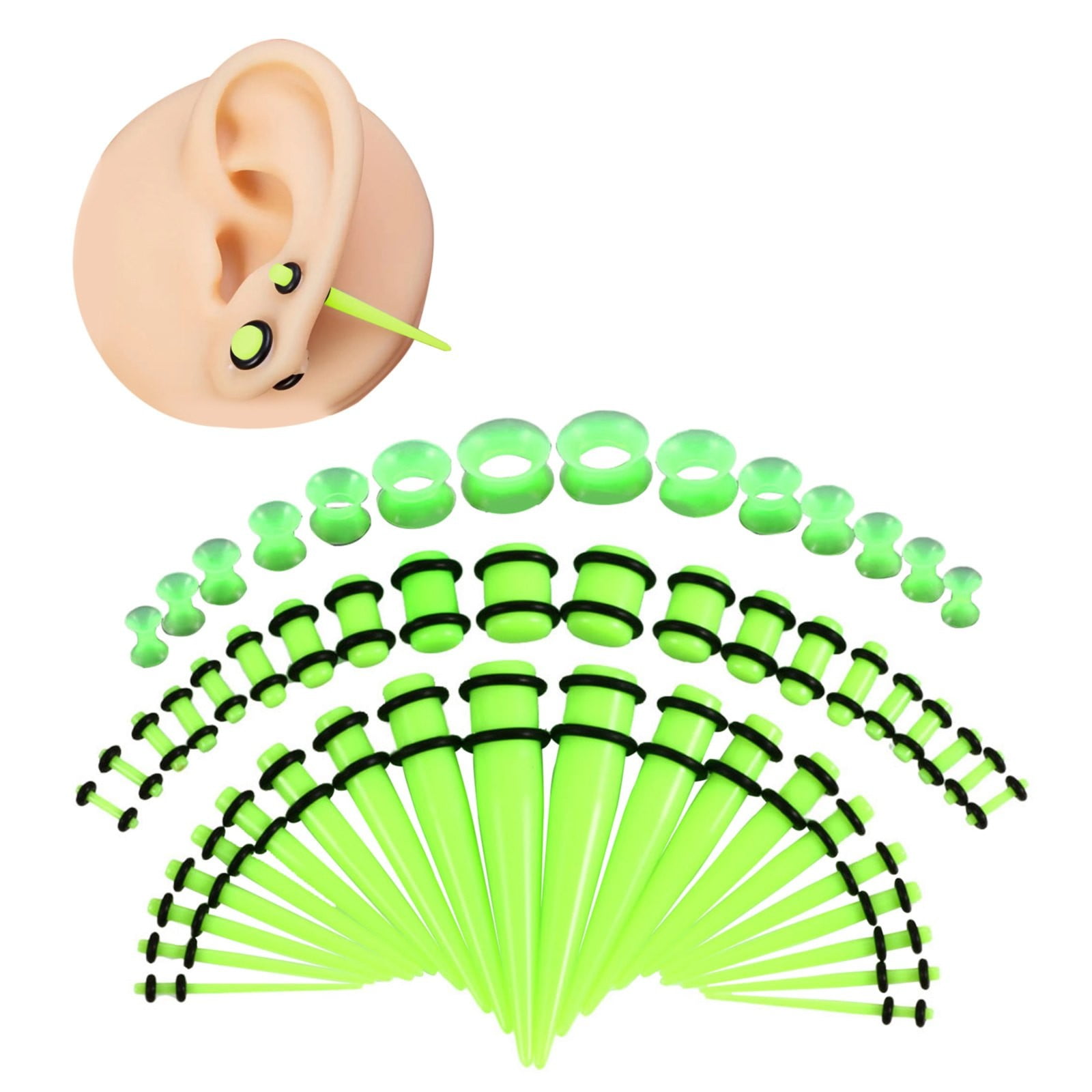 ZTTD 50 Pieces Ear Stretching Kit Acrylic Tapers and Plugs + Silicone ...