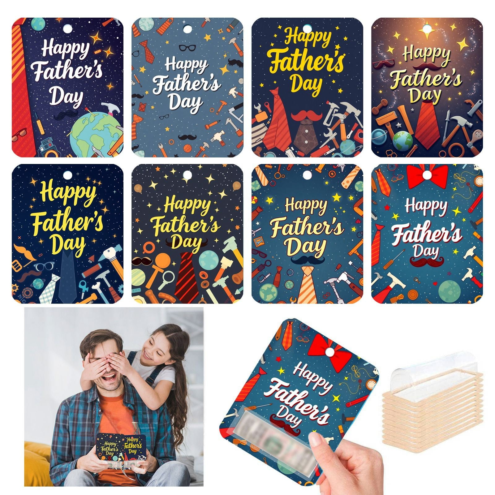 ZTTD Father's Day Humor Set 8 Father's Day Wallet Cards Decorative Fun Father's Day Wallet 5 ...