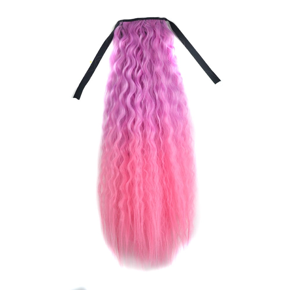 ZTTD Gradient Color Ribbon Thick Wavy Curly Long Ponytail Horsetail ...