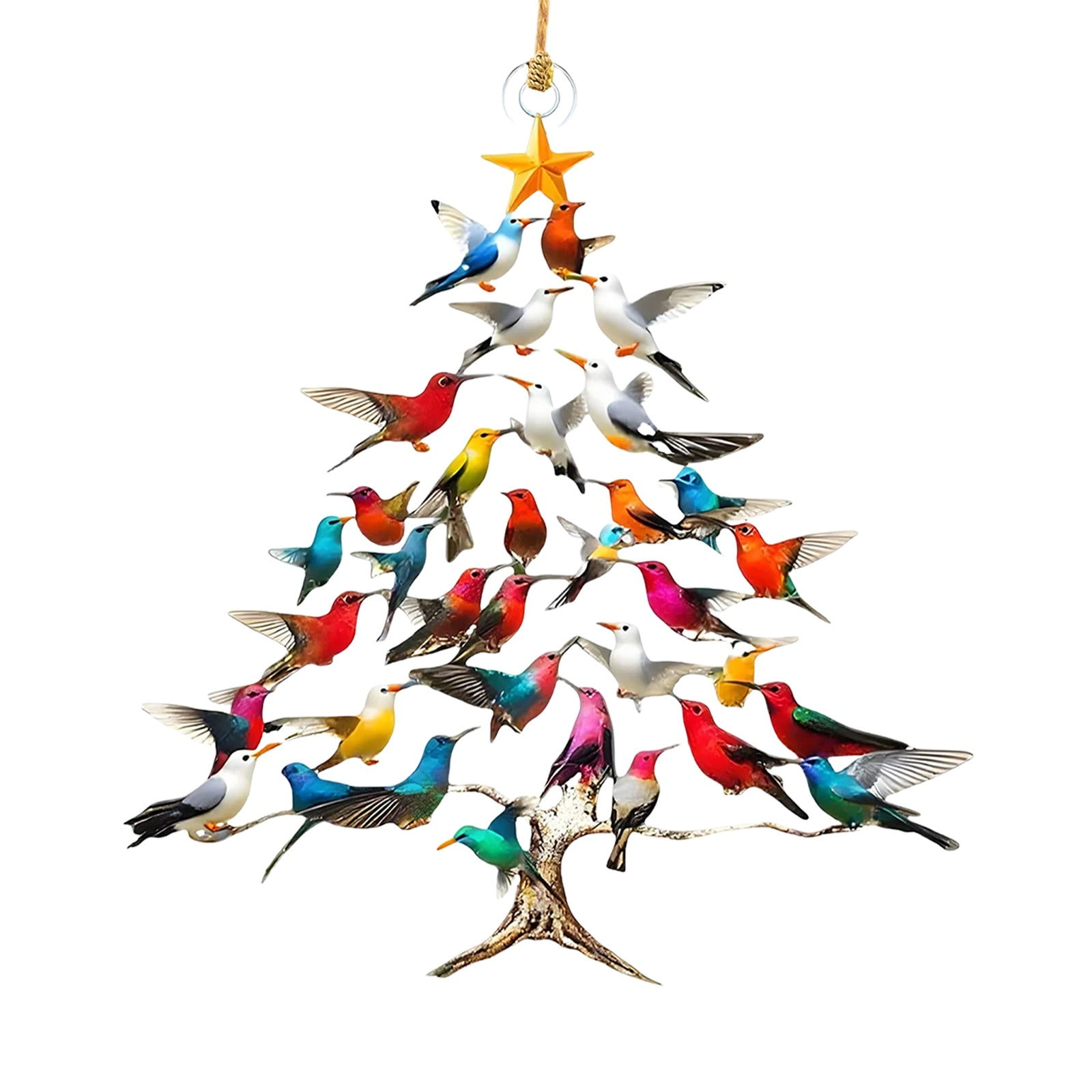 ZTTD Hummingbird Christmas Ornament(1PC), Colorful Hummingbirds Tree ...