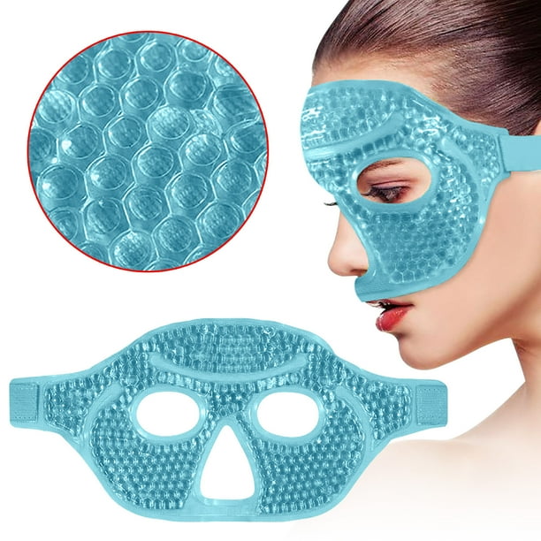 ZTTD Ice Face Mask for Women Men Hot or Cold Gel Bead Ice Mask for Face with Eye Holes Soft Plush Backing Ice Gel Freezer Eye Mask for Puffy Eyes