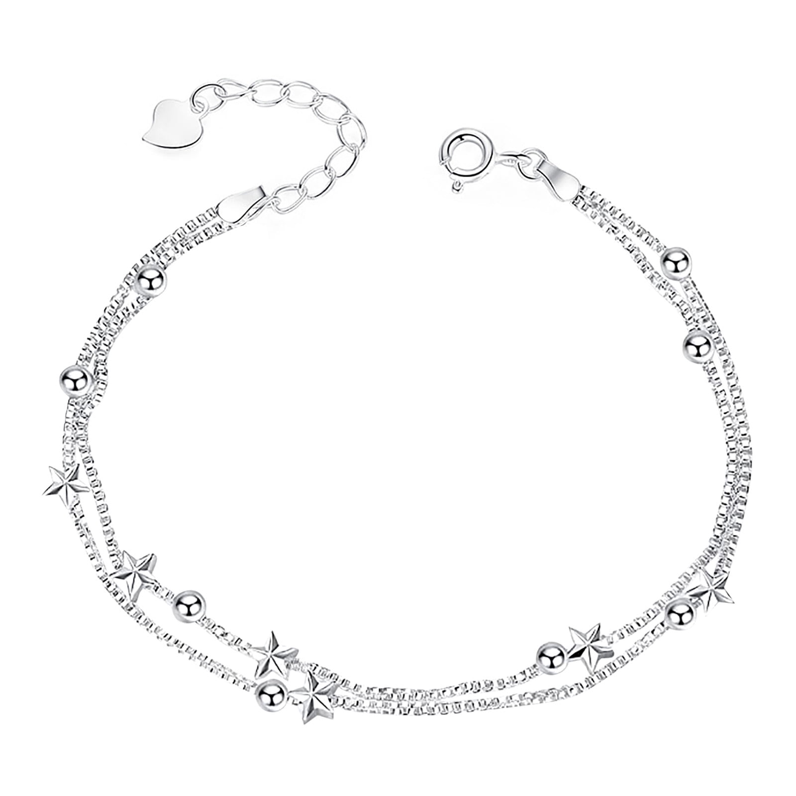 ZTTD Ladies Charms Bracelet Alloy Double Layer Star Bracelet Adjustable ...
