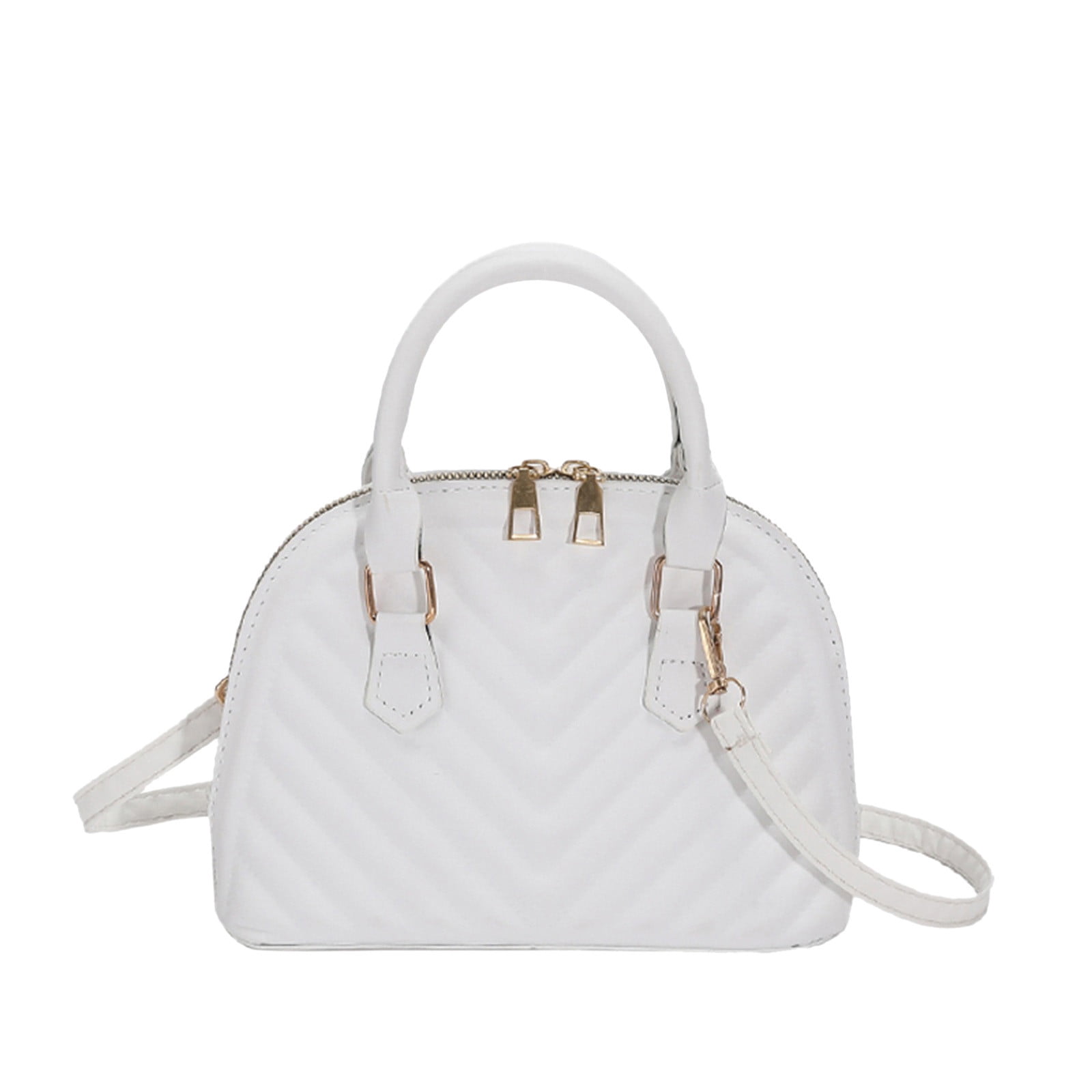 ZTTD Ladies Fashion Solid Color Leather Versatile Handbag Double Zipper ...