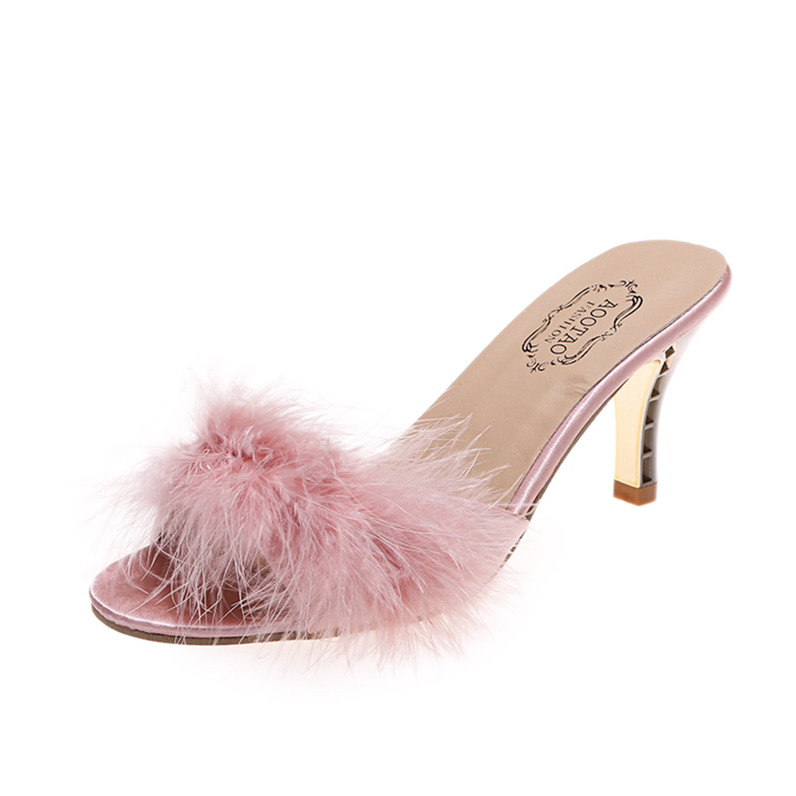 ZTTD Ladies Fashion Solid Color Plush Decoration Large Size High Heel ...