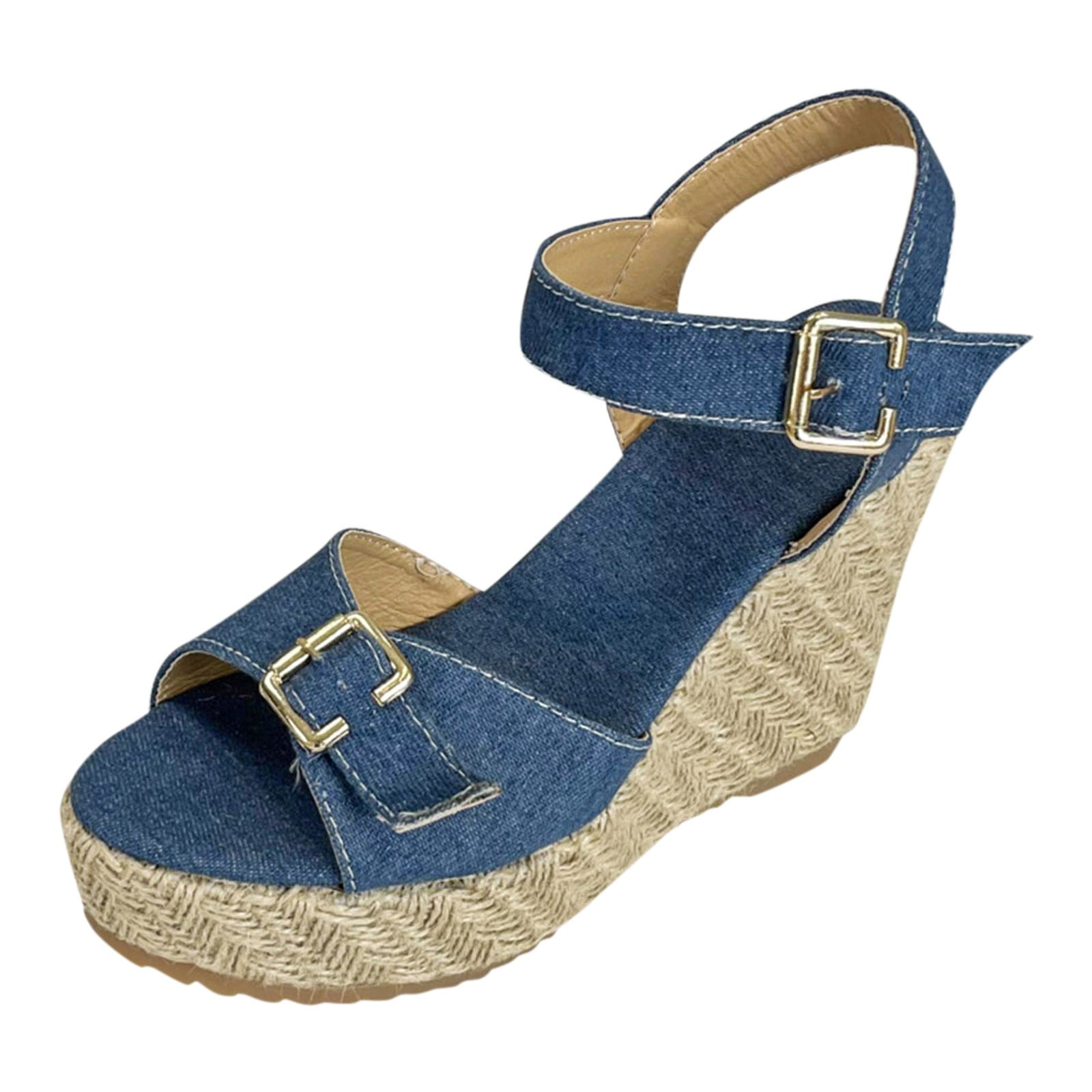 ZTTD Women Denim Blue Platform Thick Heeled Sandals Fashionable High ...