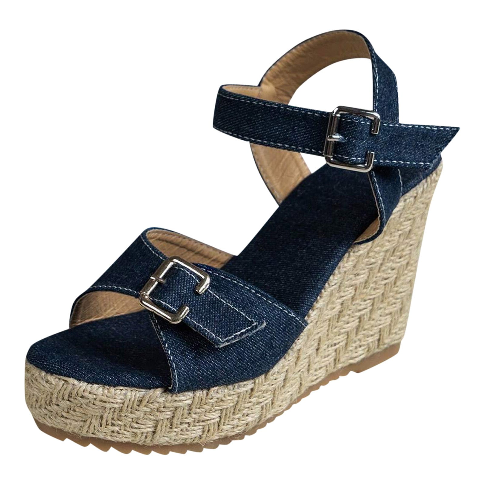 ZTTD Women Denim Blue Platform Thick Heeled Sandals Fashionable High ...