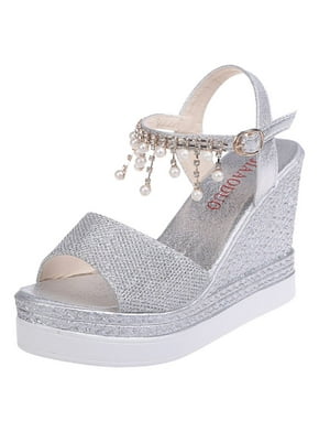 Silver Wedge Sandals