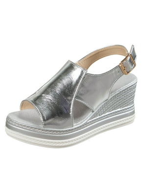 Silver Wedge Sandals