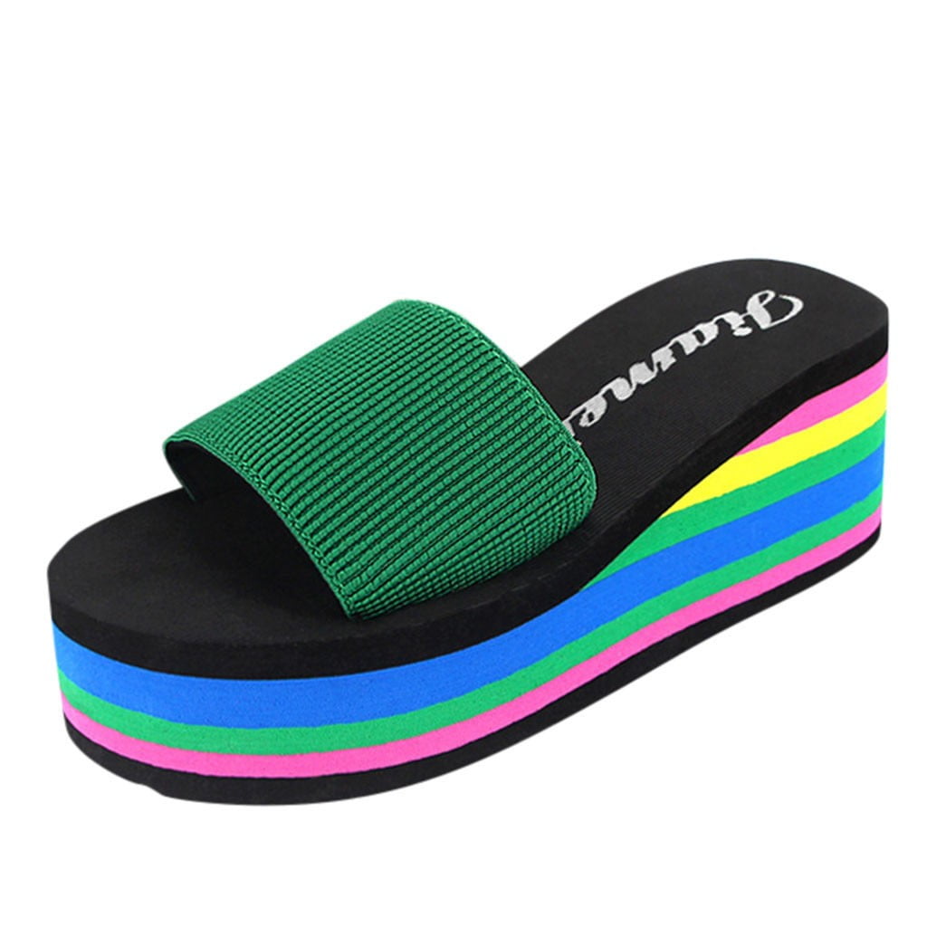 ZTTD Women's Fashion Platform Bath Slippers Wedge Beach Shoes High Heel ...