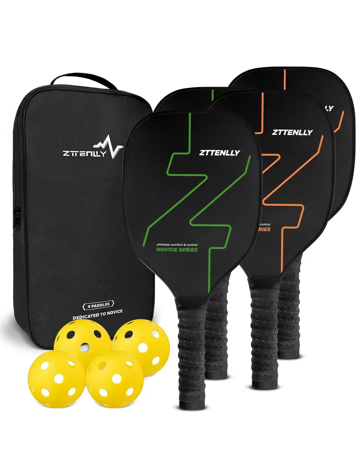 ZTTENLLY Pickleball Paddles Set, 2 or 4 Wood Rackets, Indoor Balls ...