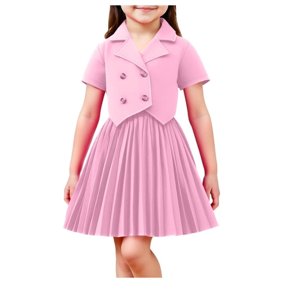 ZToonmas 2-8 Years Girls' Blazer Style 2-Piece Dress Set Short Sleeve ...