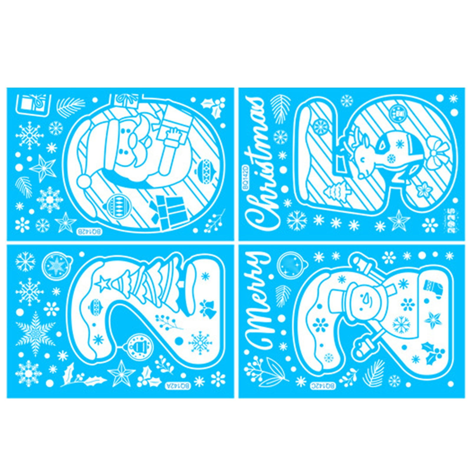 ZToonmas 2025 New Year White Sticker Santa Claus Deer Window Sticker ...