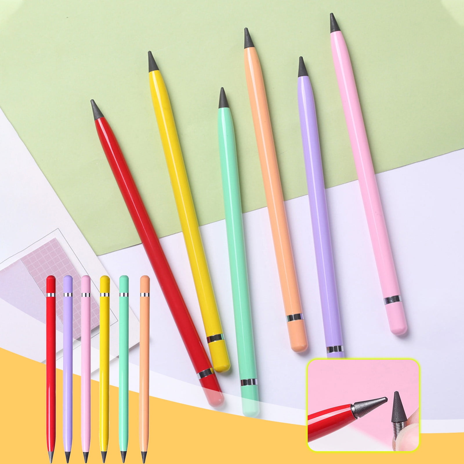 HBYJLZYG 6 Piece Inkless Pencil Metal Pen Erasable Sign Pen Reusable ...