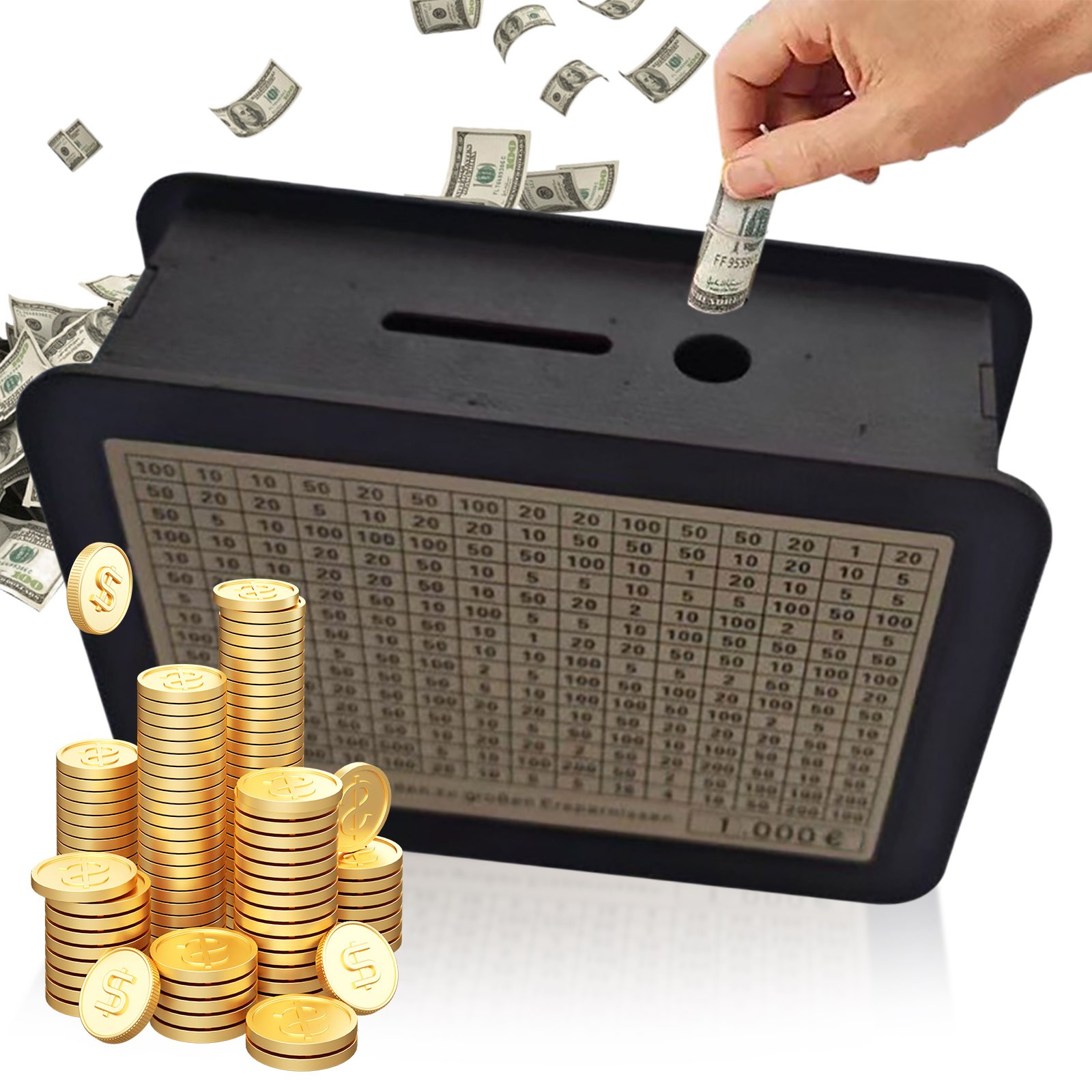 ZToonmas Coin Counter Plastic Wood Grain Bank Stores Digital Savings ...