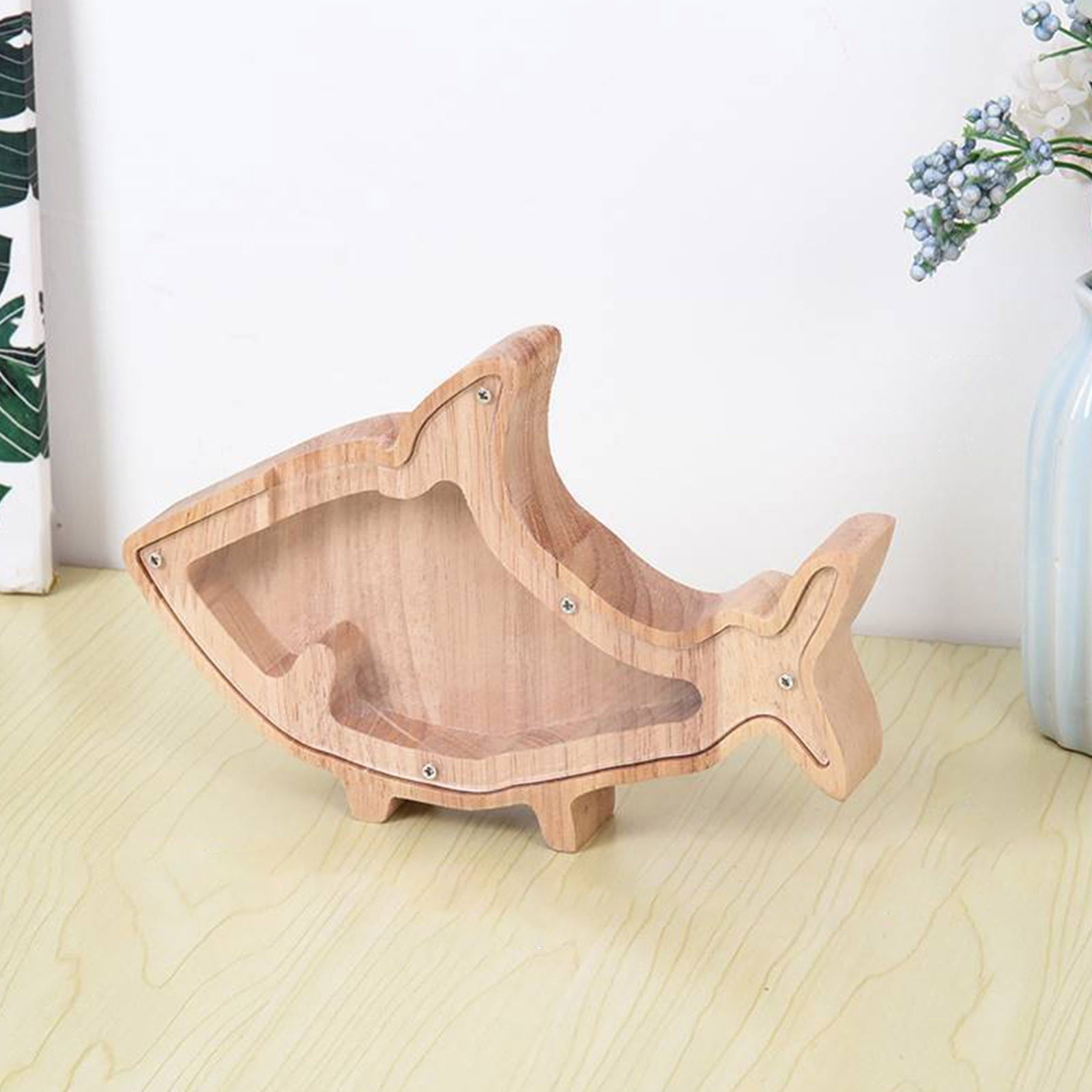 ZToonmas Coin Counter Sharks Solid Wood High-Capacity Coin Storage ...