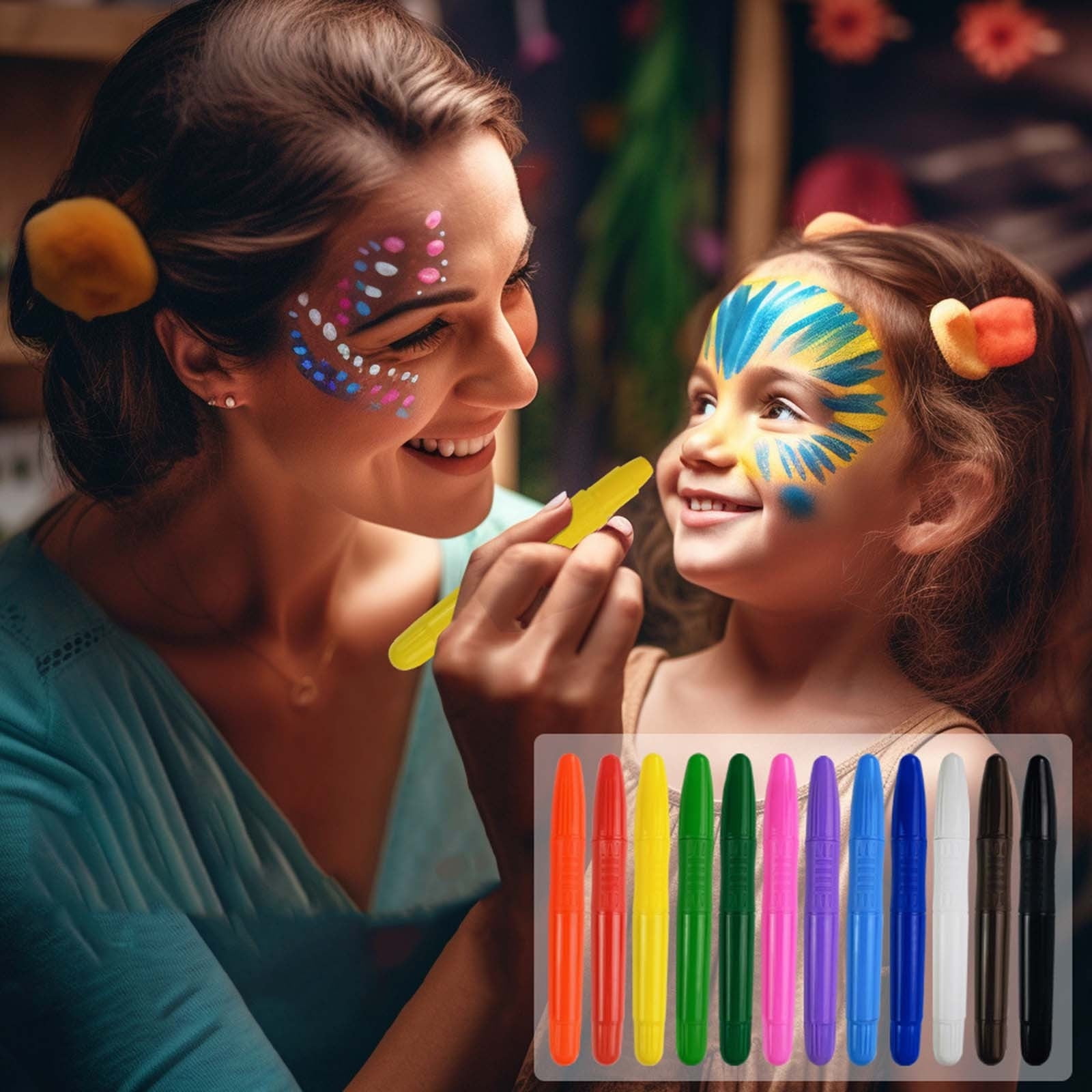 HBYJLZYG Face Paint 12 Colors Sweatproof Smudgeproof Makeup Glows Neon ...