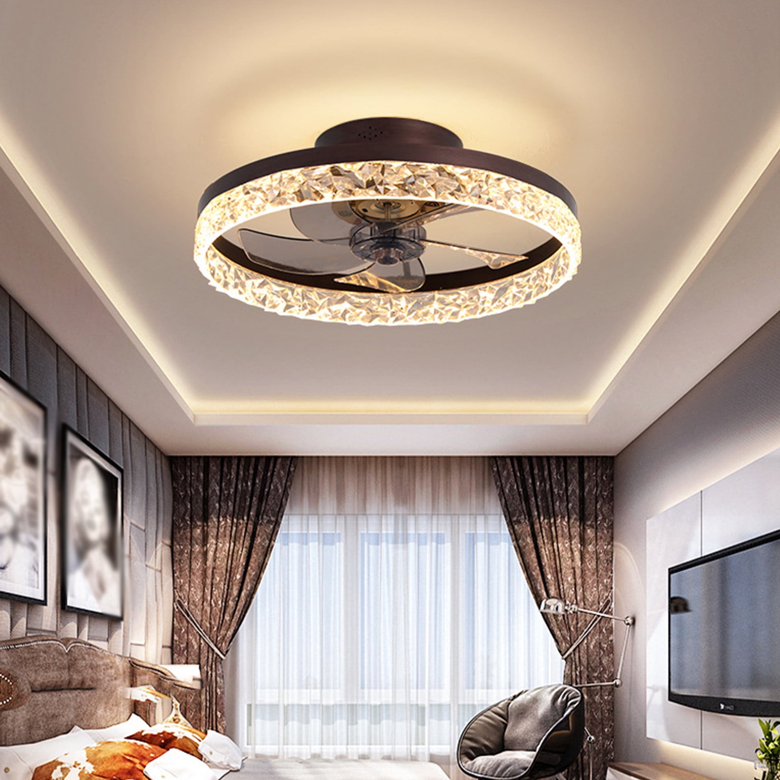 ZToonmas Fan Led Invisible Ceiling Fan with Modern Dimmable Ceiling Fan ...