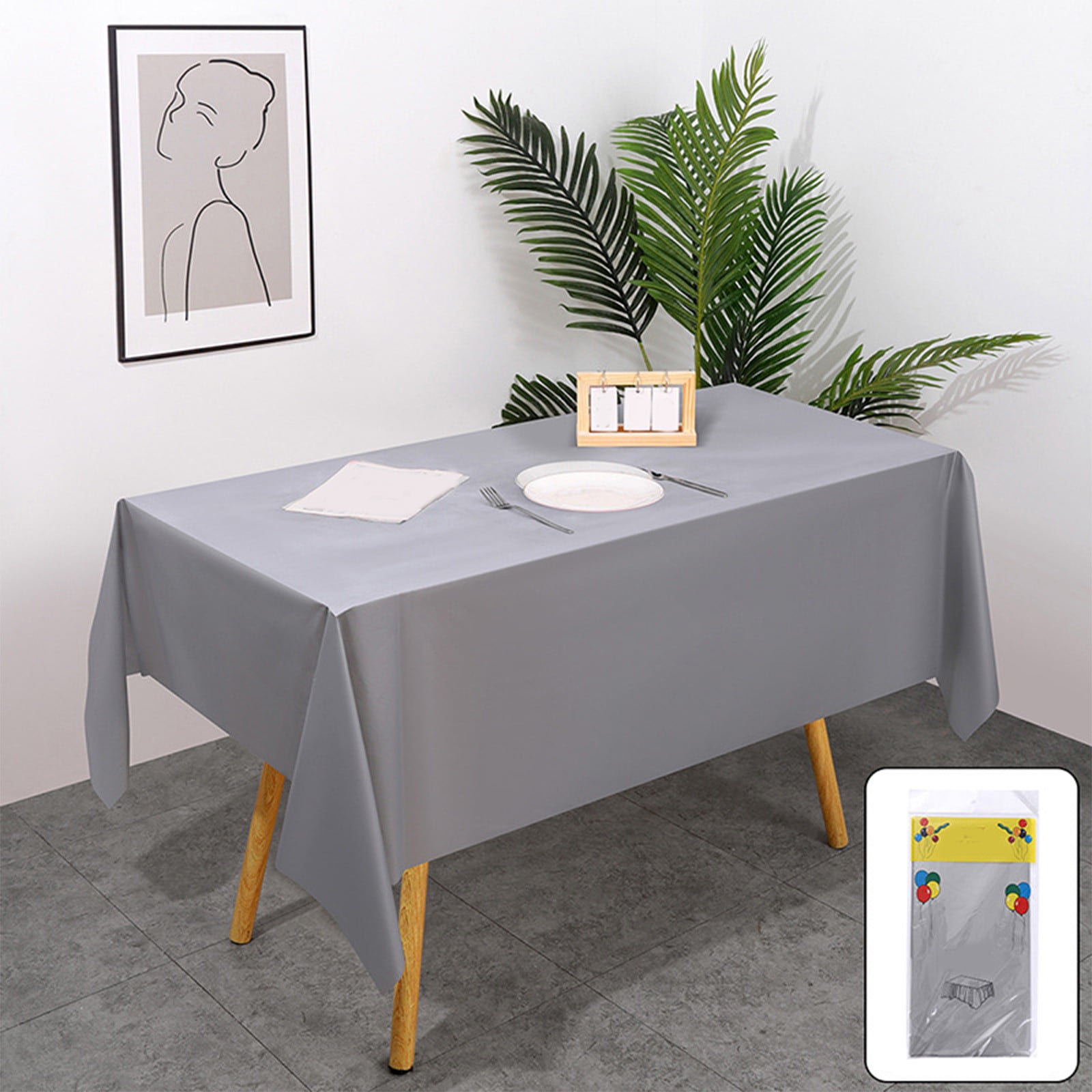 ZToonmas Gray Plastic Tablecloth 54" x 72" Disposable Tablecloths ...